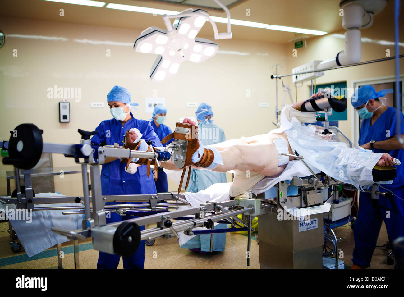 Patient preparation for hip replacement surgery hi-res stock ...