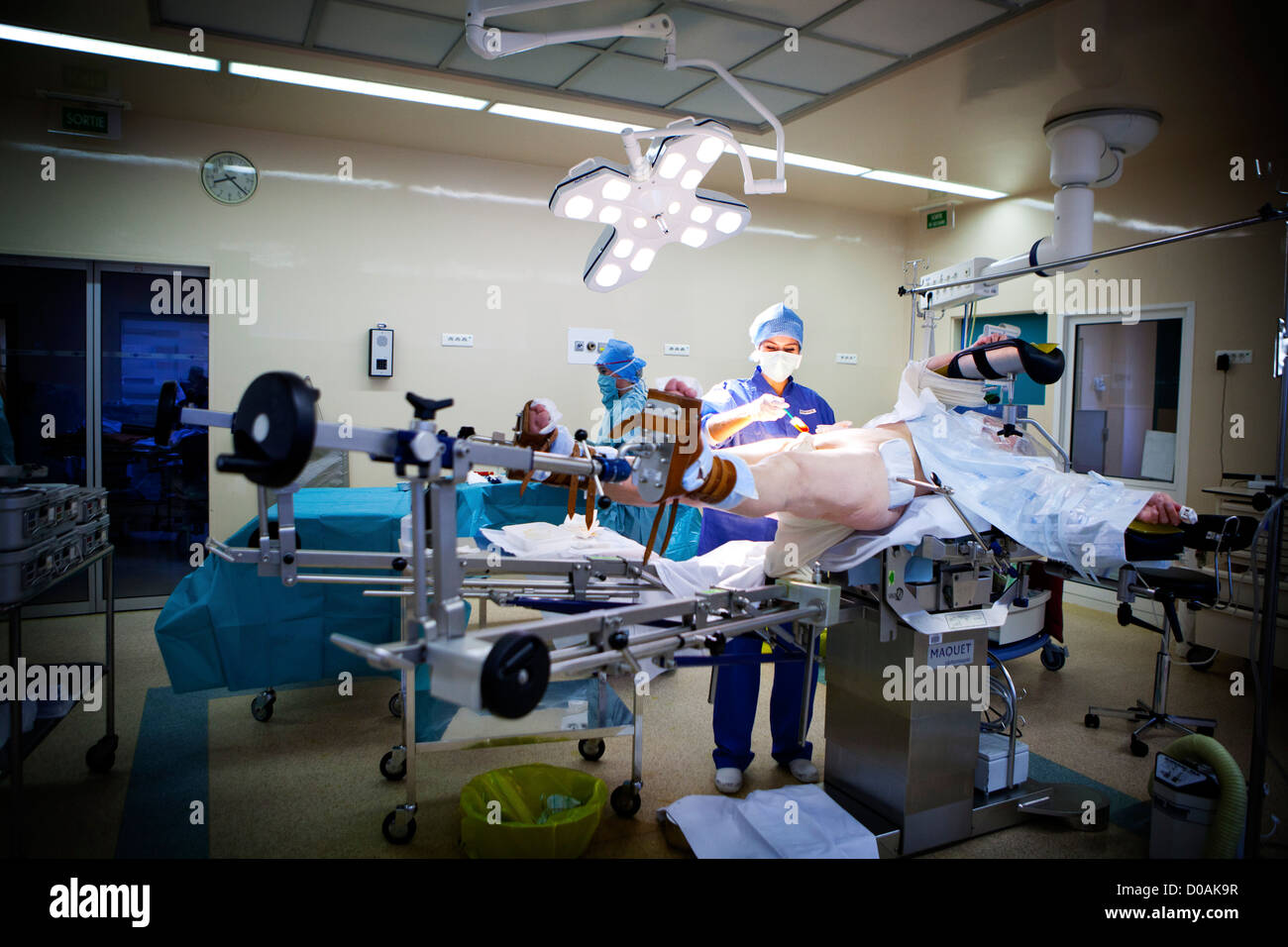 Patient preparation for hip replacement surgery hi-res stock ...