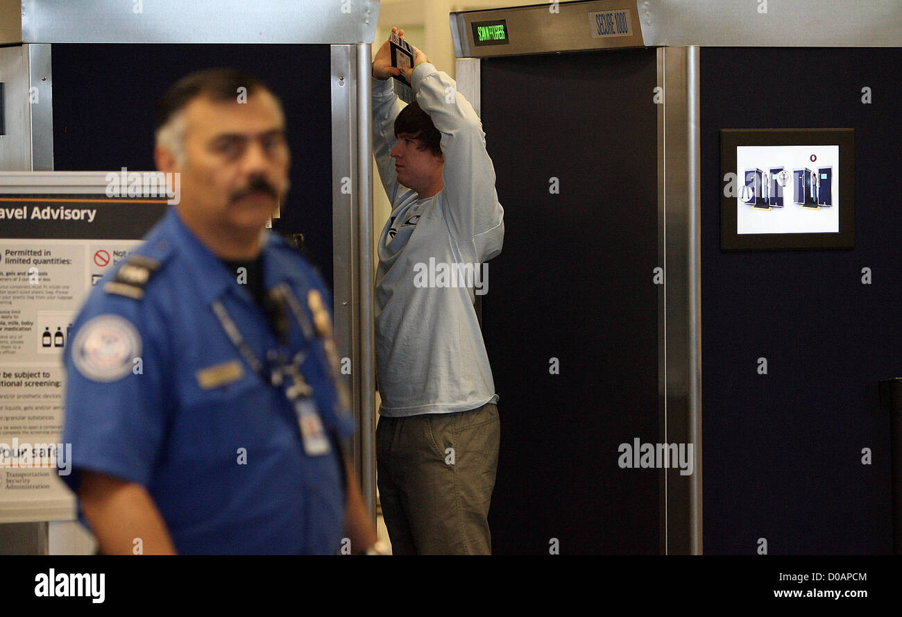 Holiday travelers submit to TSA's full body scan at the Corpus Christi ...