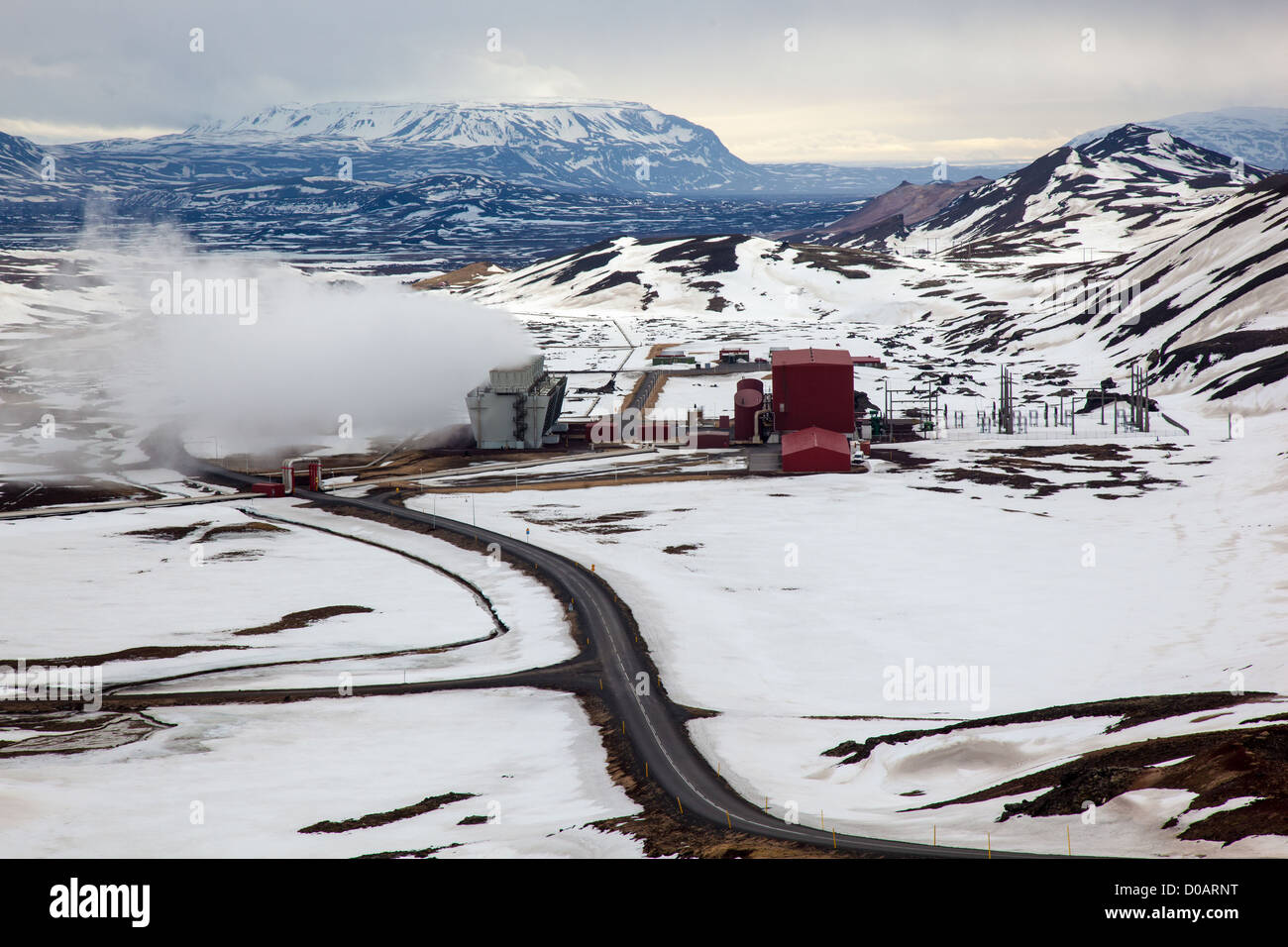 GEOTHERMAL PLANT IN THE SNOW GEOTHERMAL ZONE OF NAMAFJALL IN WINTER ...