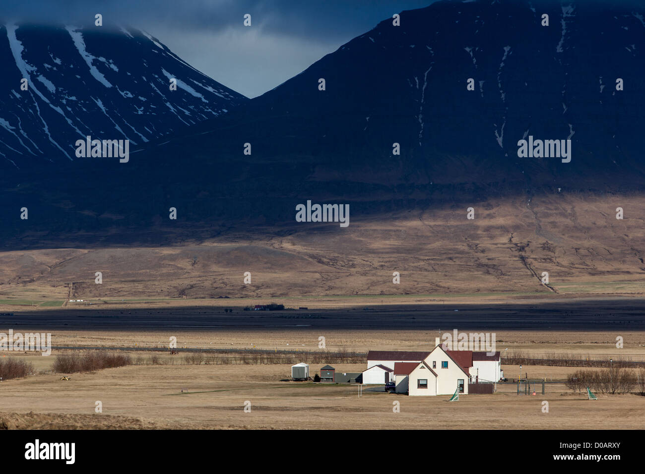 FARM IN A VOLCANIC LANDSCAPE NORTHWESTERN ICELAND EUROPE Stock Photo ...