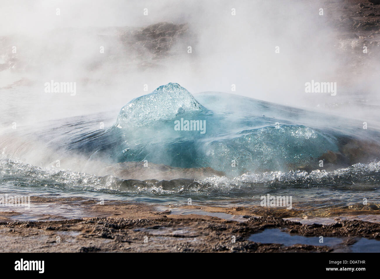 GAS BUBBLES RISING STROKKUR GEYSER BEFORE AN ERUPTION GEOTHERMAL FIELD ...