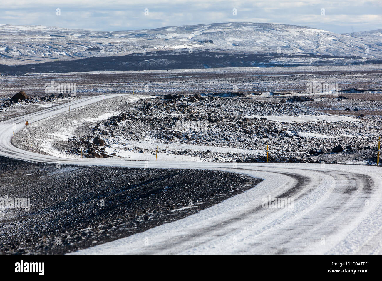 ROUTE F35 OR KJOLUR IN THE SNOW ROAD CROSSING THE HIGHLANDS OF ICELAND ...
