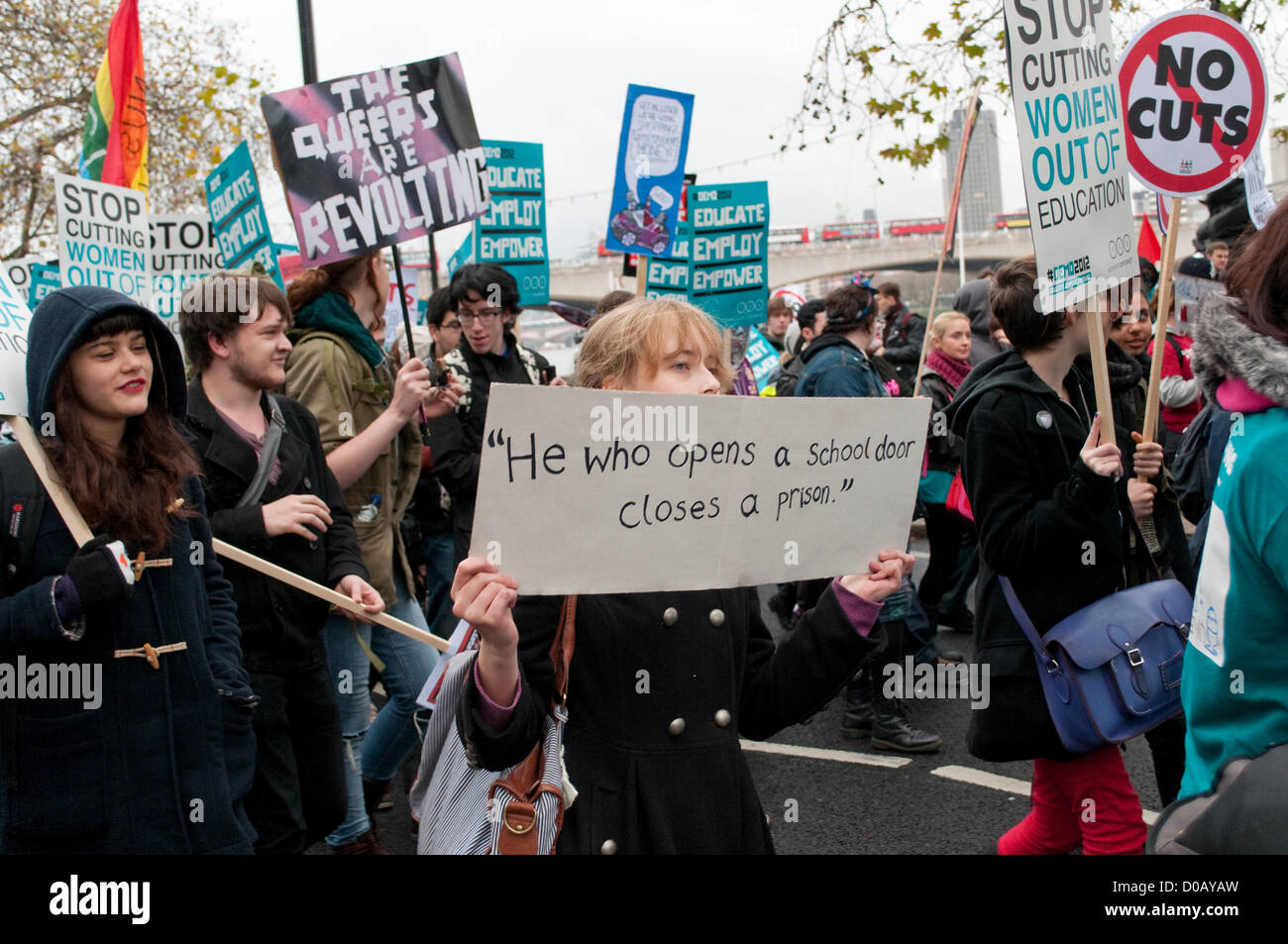 Student protest against rise in tuition fees, London, 21/11/2012 Stock ...