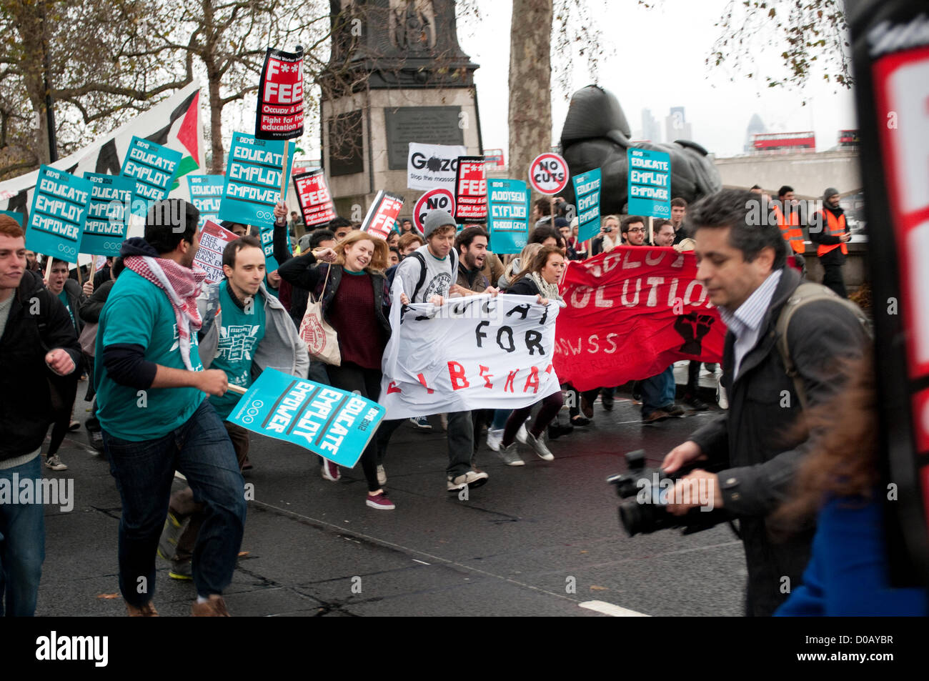 Student protest against rise in tuition fees, London, 21/11/2012 Stock ...