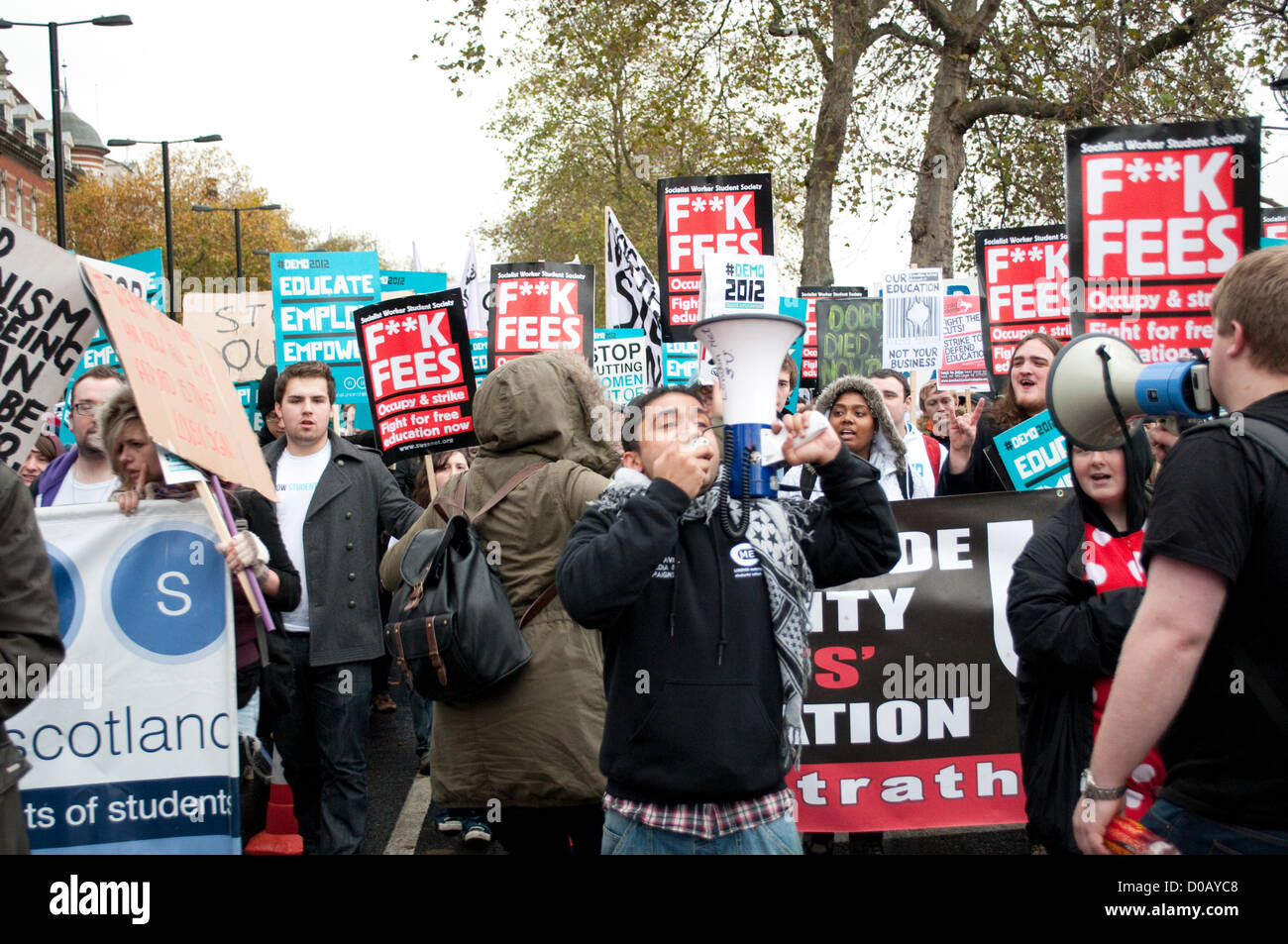 Student protest against rise in tuition fees, London, 21/11/2012 Stock ...