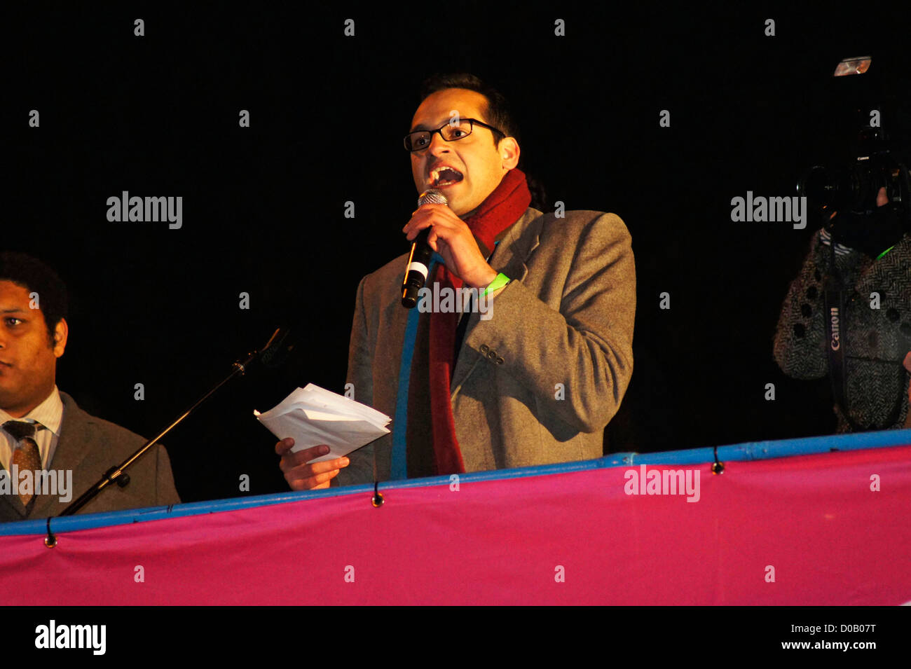 Aaron Porter MP at the student protest outside Parliament London ...