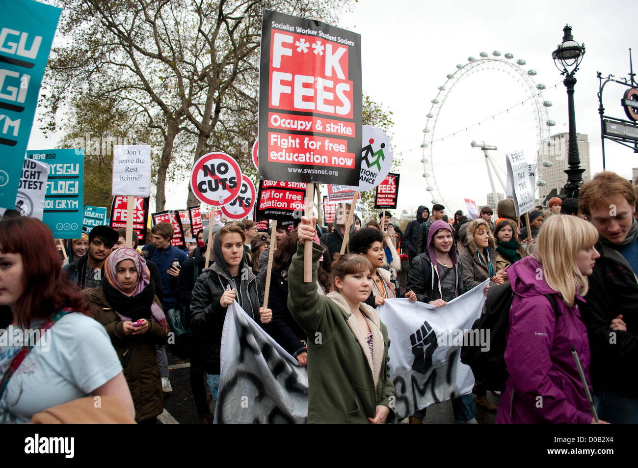 Student protest against rise in tuition fees, London, 21/11/2012 Stock ...