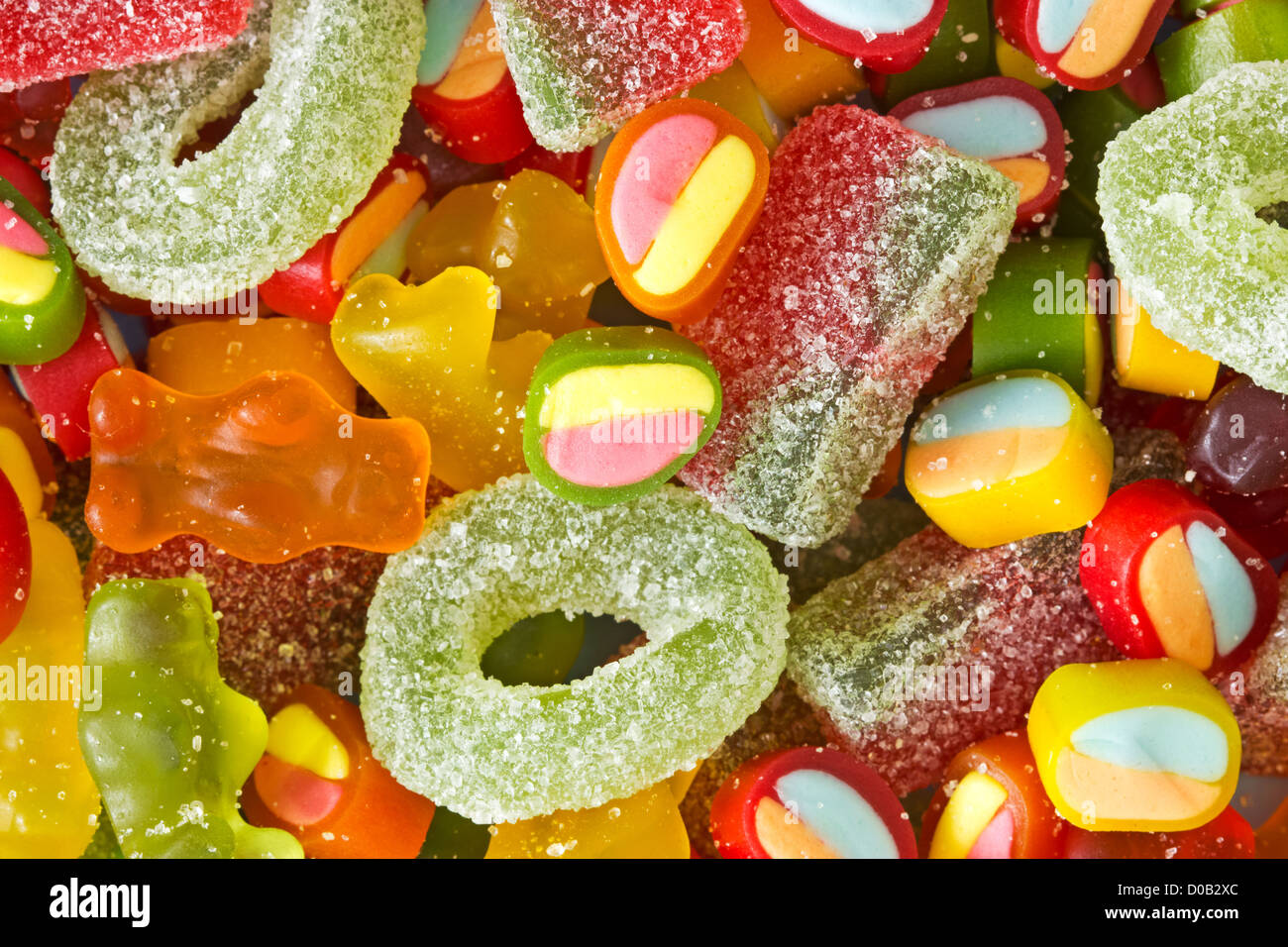 An assortment of colorful jelly and sugar sweets Stock Photo - Alamy