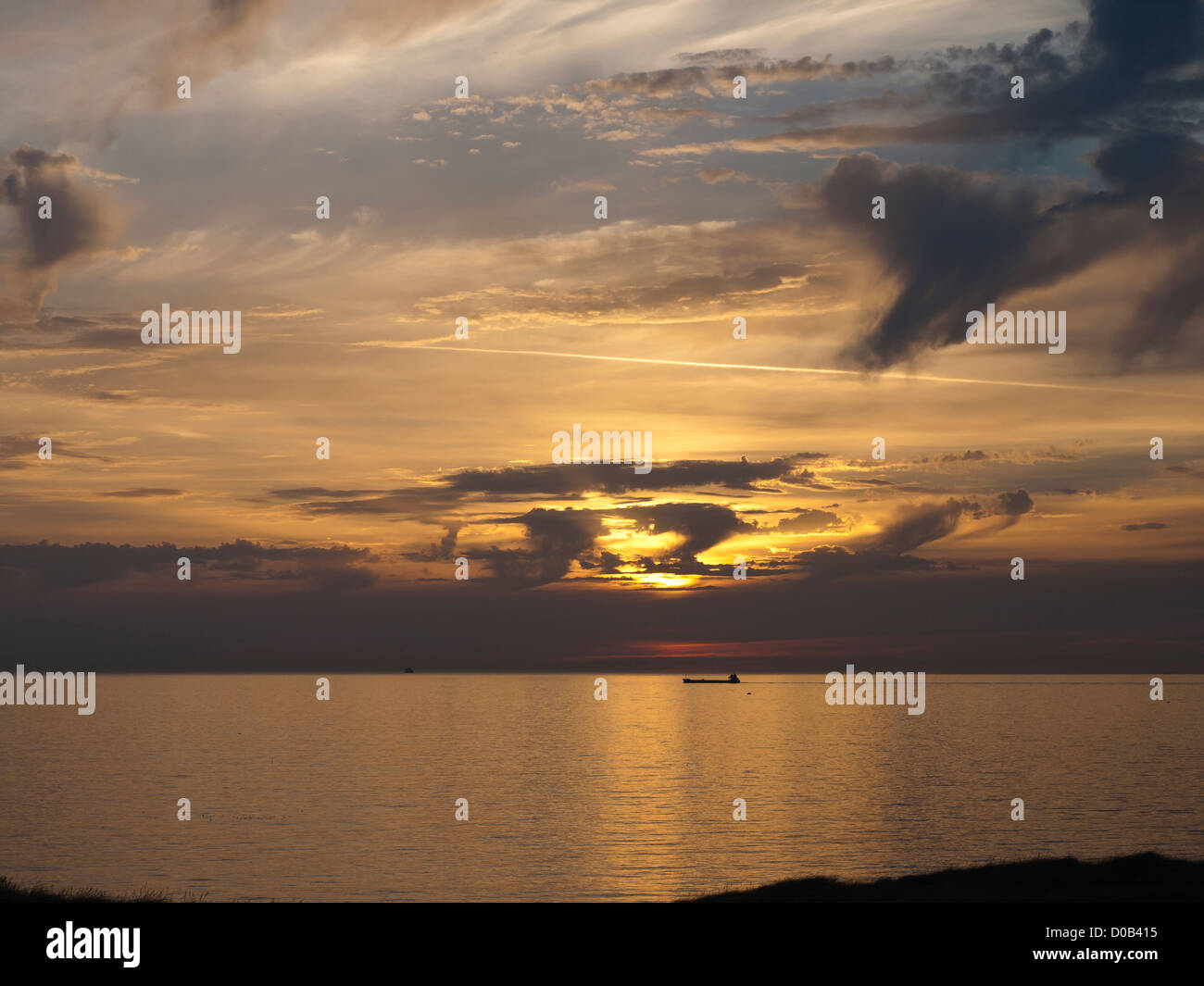 Evening with spectacular sunset on the beaches outside Hirtshals ...