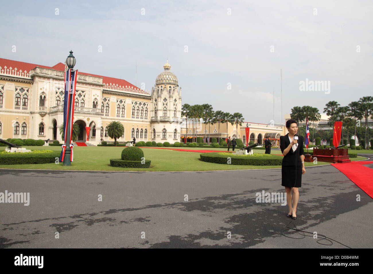 21 Nov, 2012. Bangkok , Thailand. CCTV reporter during report at ...