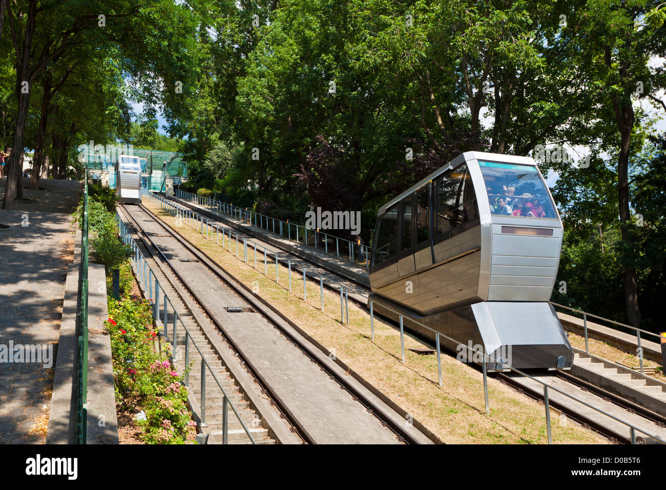 Funicular Gare Basse railway upto the Sacre Coeur Paris France EU ...