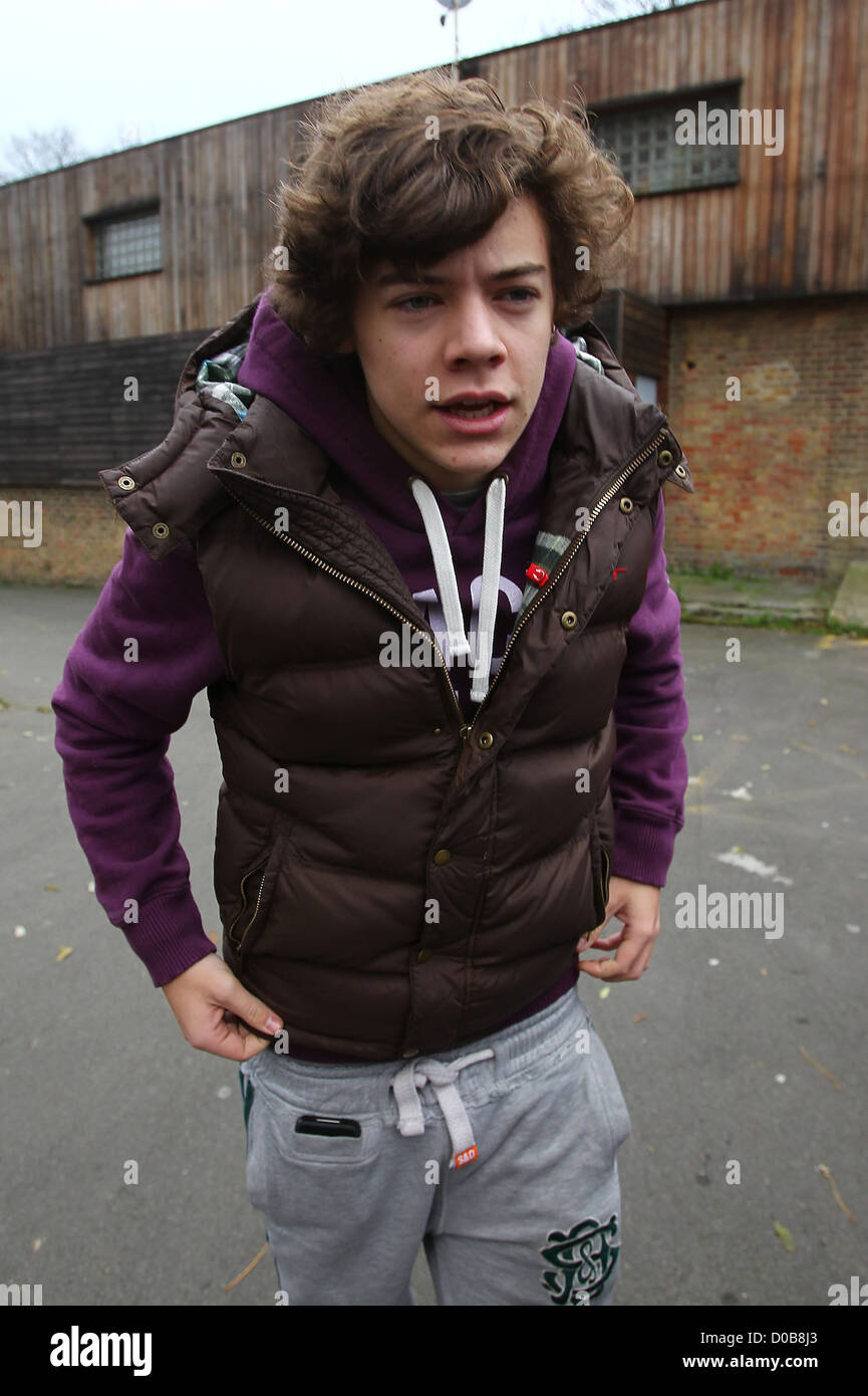 Harry Styles of One Direction X Factor finalists arriving at rehearsals ...