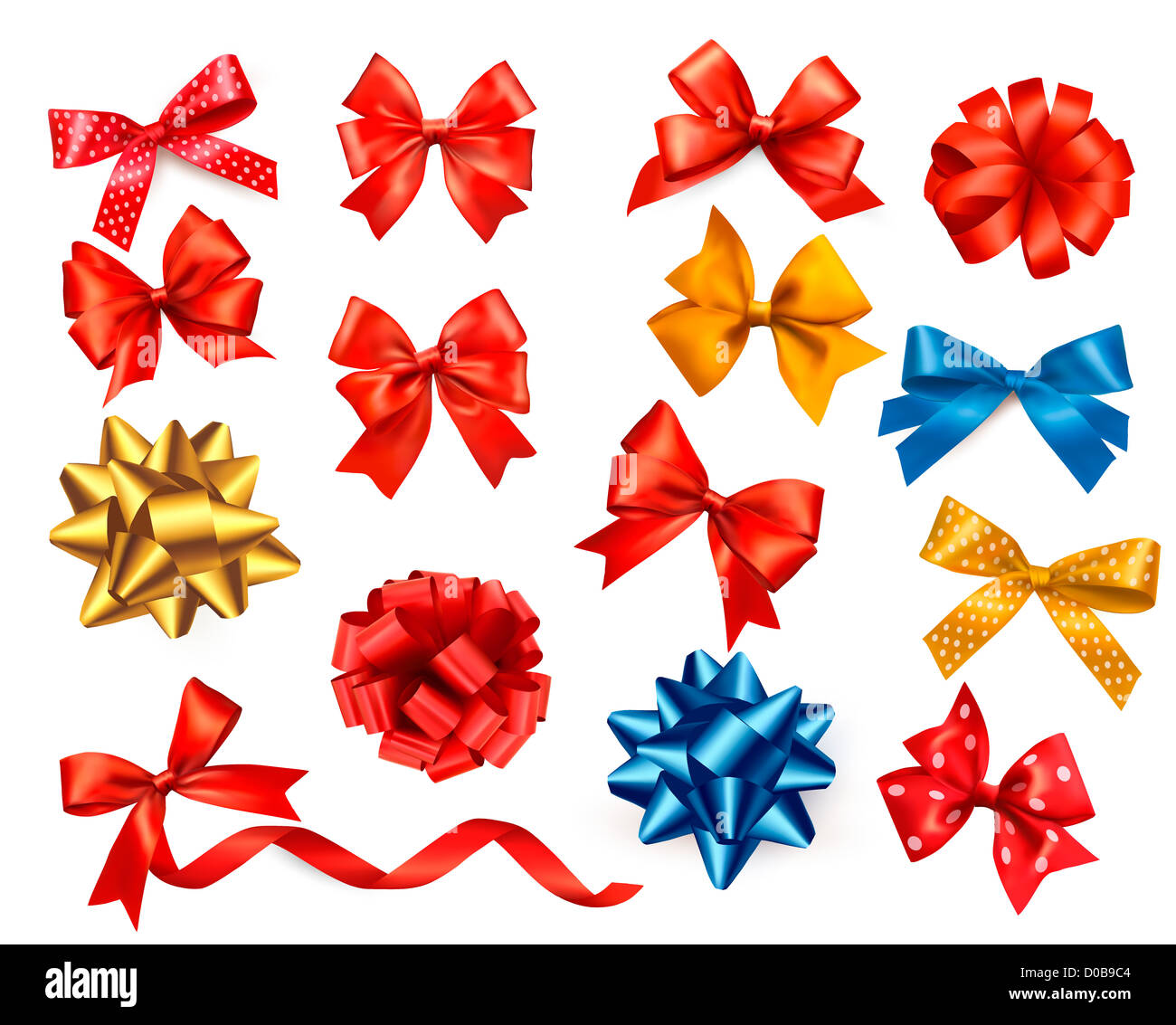 Big set of gift bows with ribbons Stock Photo - Alamy