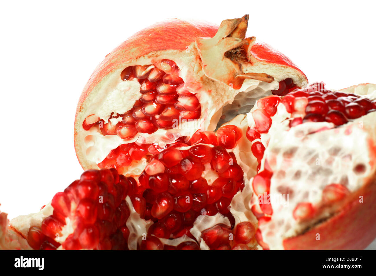 pomegranate macro close up on white background Stock Photo - Alamy
