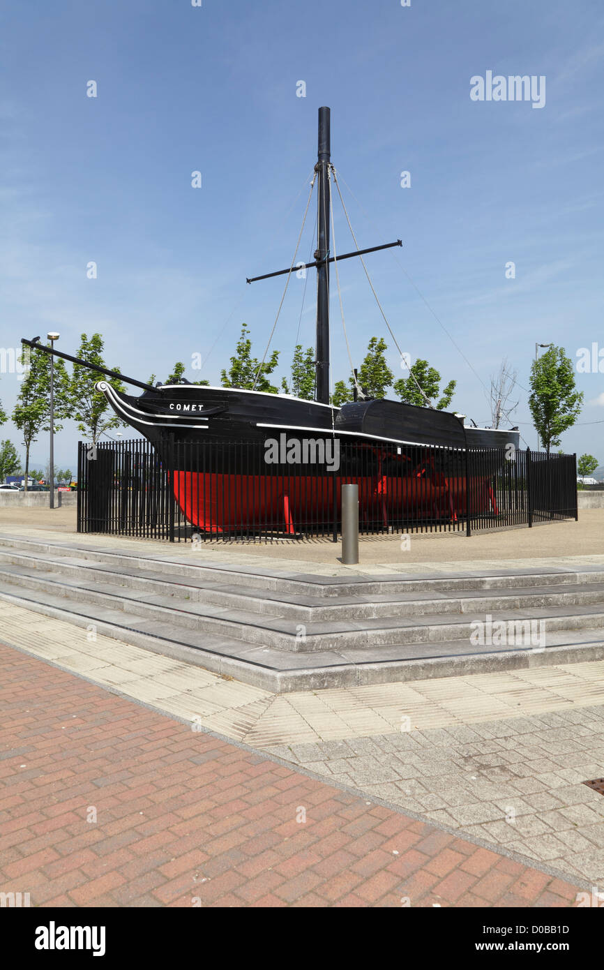 The replica of the Paddle Steamer Comet boat in Port Glasgow town ...