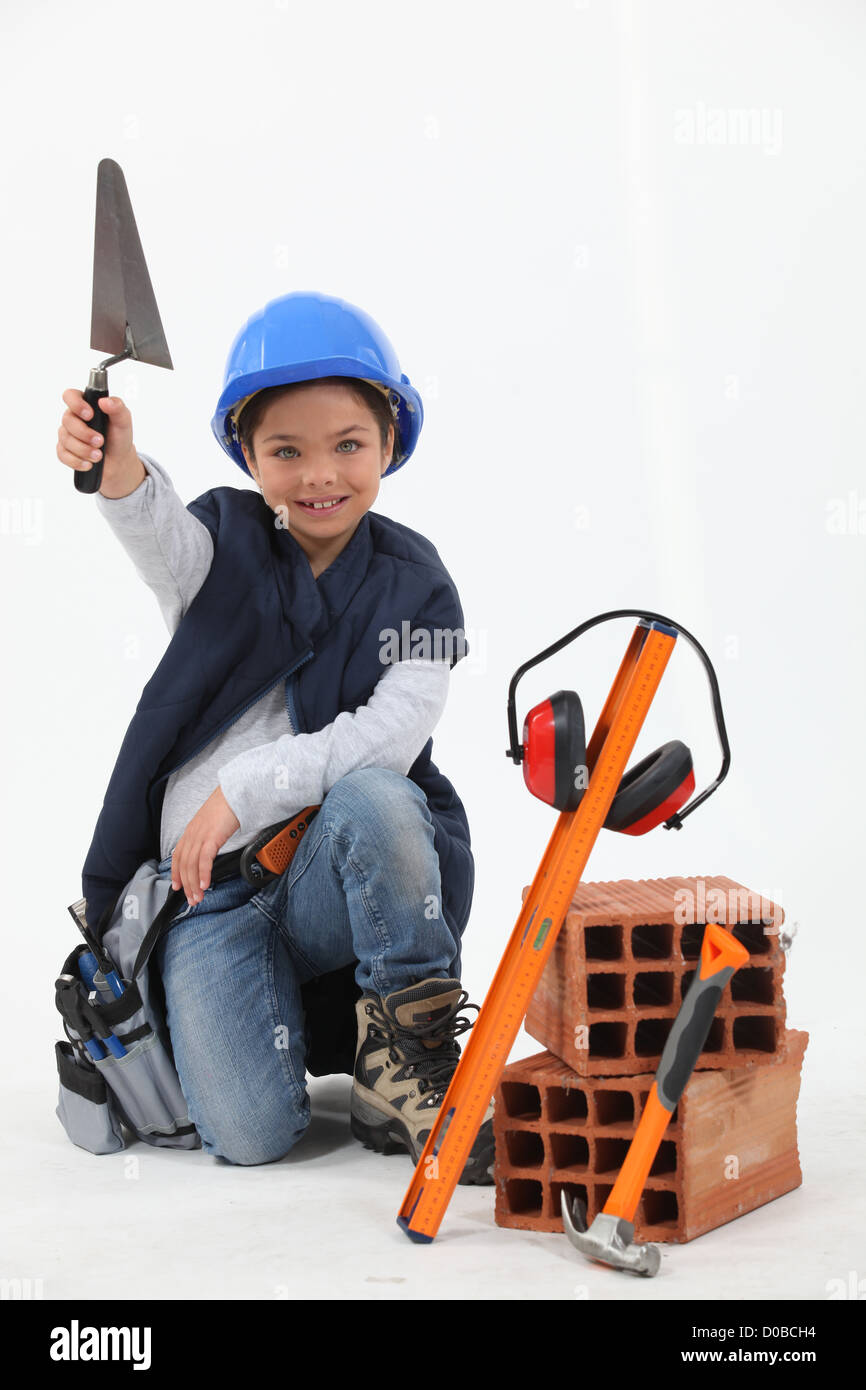 Little boy dressed as builder Stock Photo - Alamy