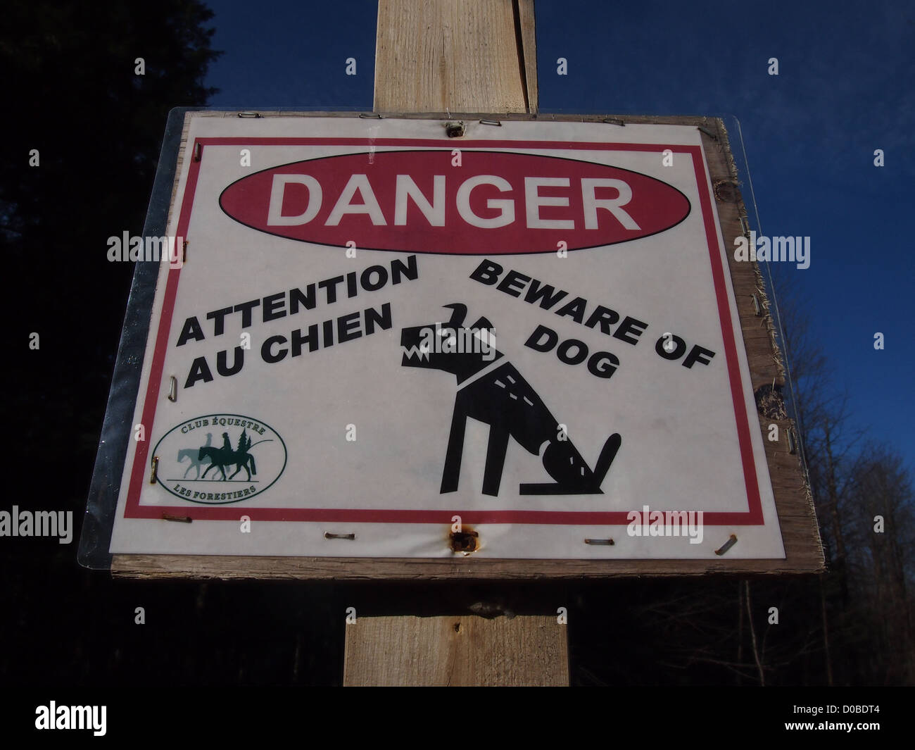 French and English Danger sign Stock Photo - Alamy