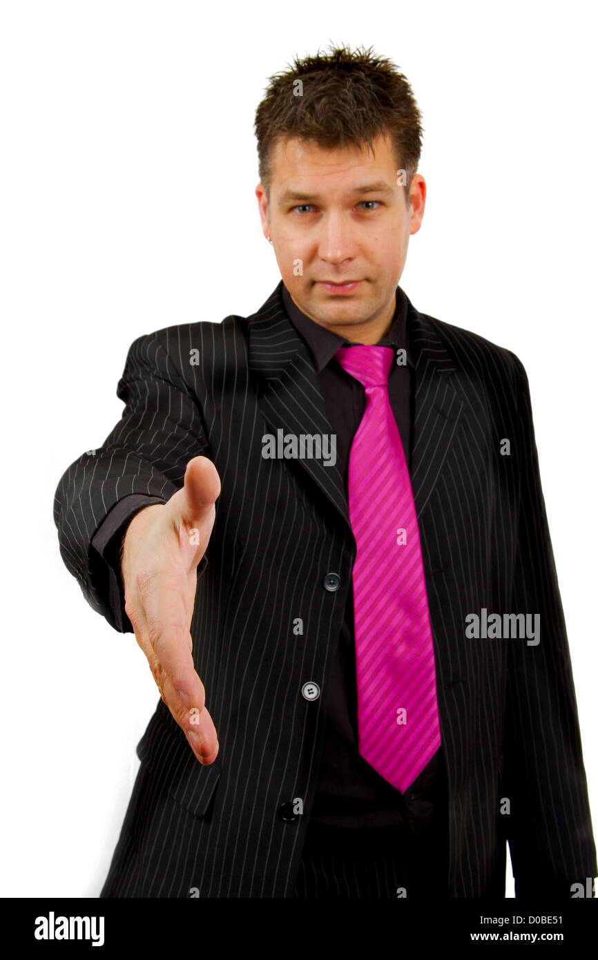 businessman is shaking your hand, isolated on white background Stock ...