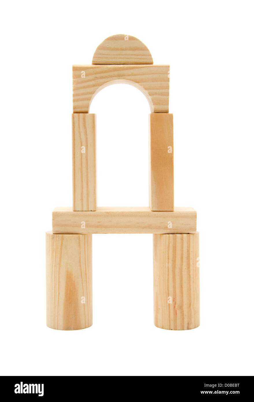 Wooden building blocks isolated on white background Stock Photo - Alamy