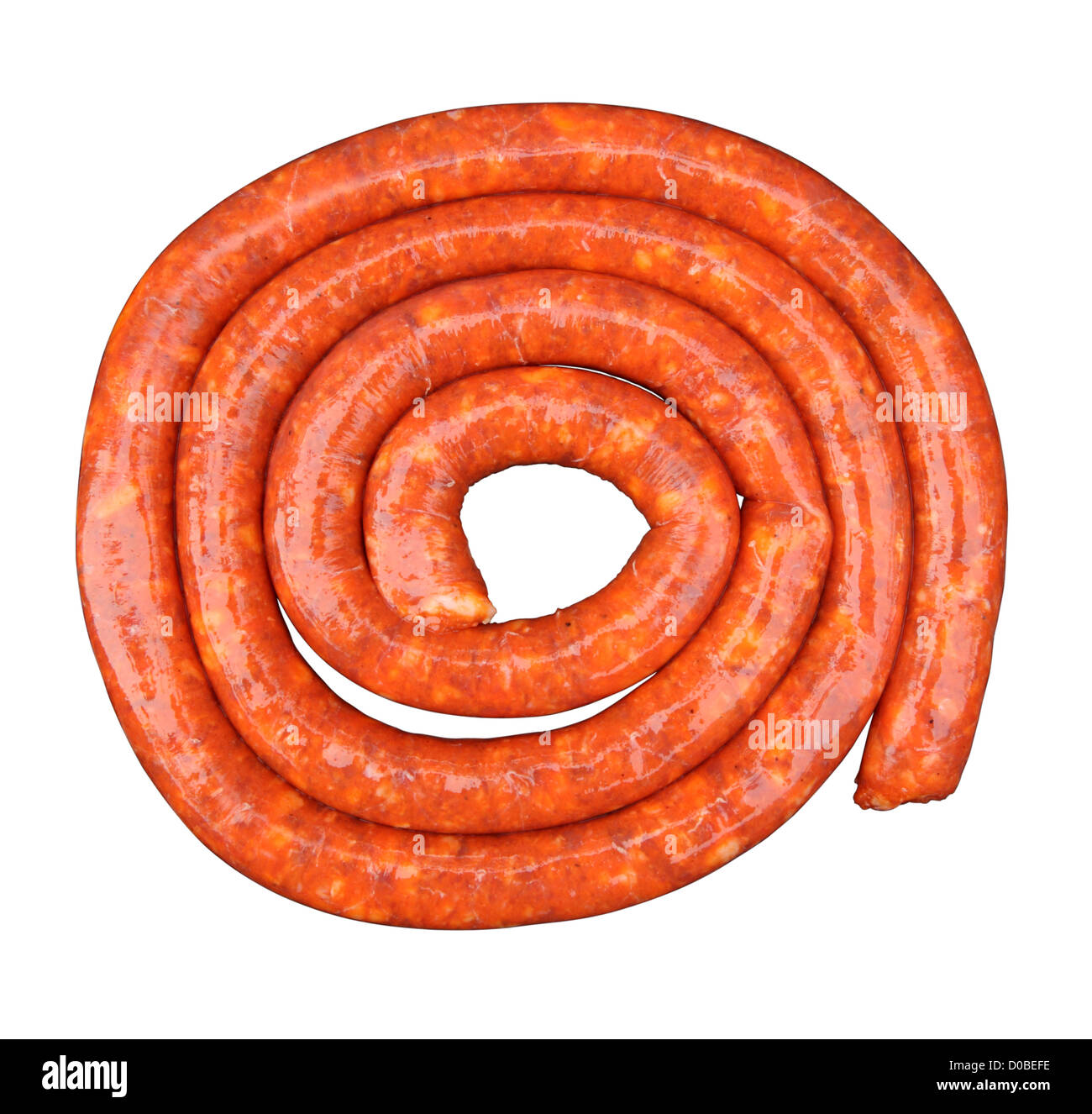 Spanish chorizo sausage isolated over white background Stock Photo - Alamy