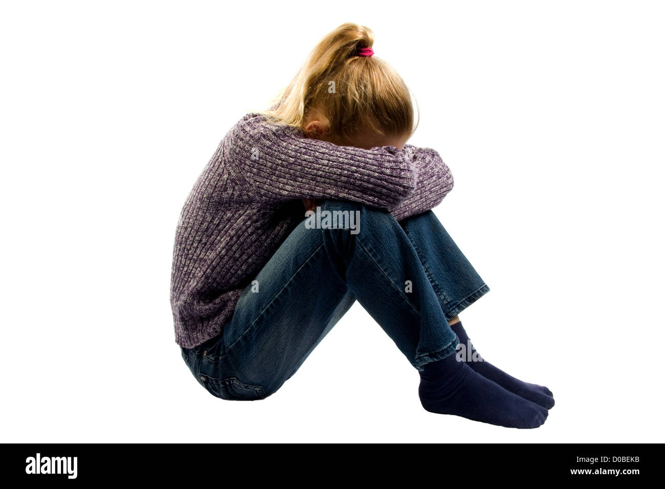 sad girl isolated on white background Stock Photo - Alamy