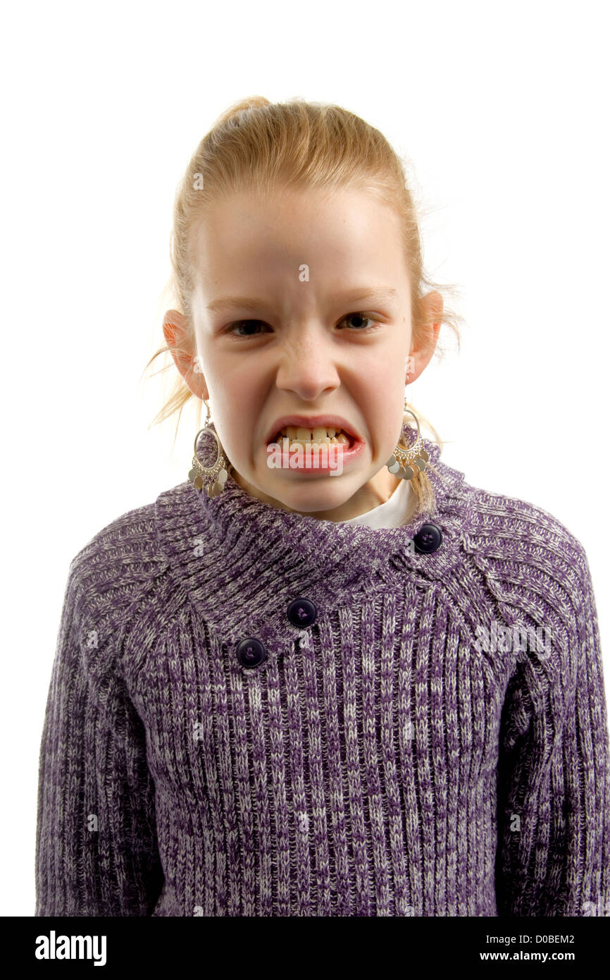 girl is very angry isolated on white background Stock Photo - Alamy