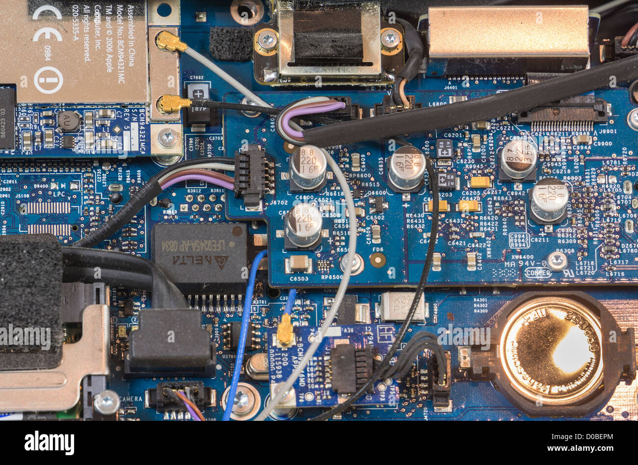 2008 iMac uncovered. Close up of the circuit board of a 2008 iMac Stock ...