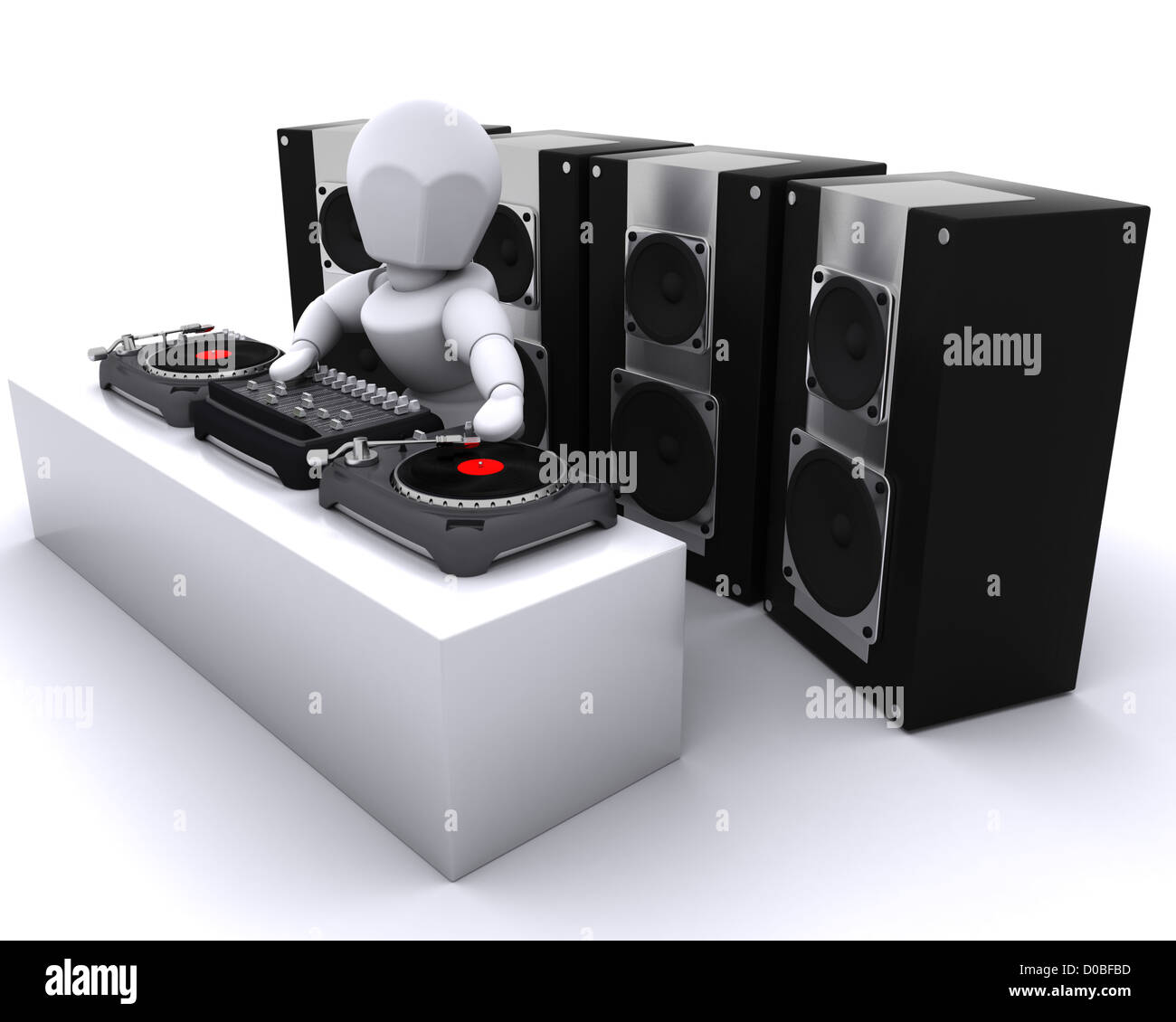 3D render of a DJ mixing records on turntables Stock Photo - Alamy