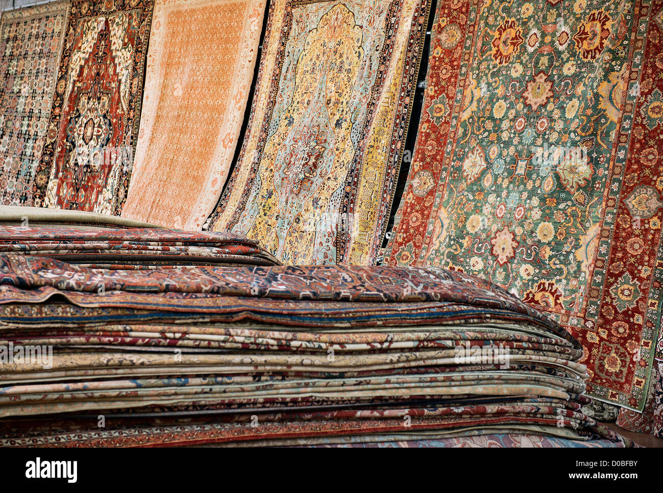 Oriental rug store display Stock Photo - Alamy