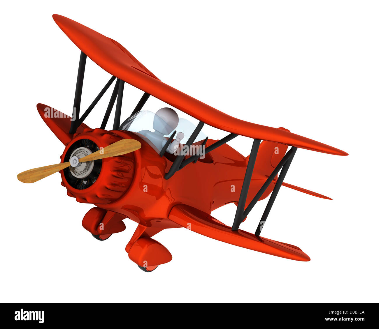 3D render of a man flying a vintage biplane Stock Photo - Alamy