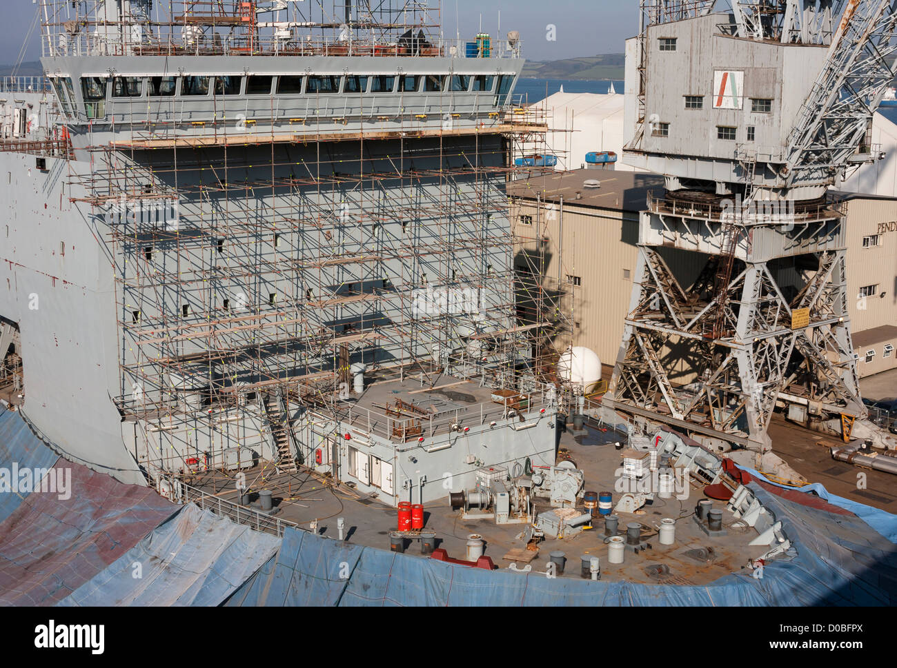 Royal Navy ship under maintenance at Falmouth dry dock Stock Photo - Alamy