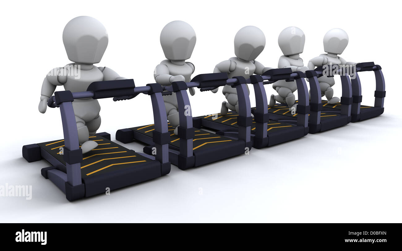 3D render of men on treadmills Stock Photo - Alamy