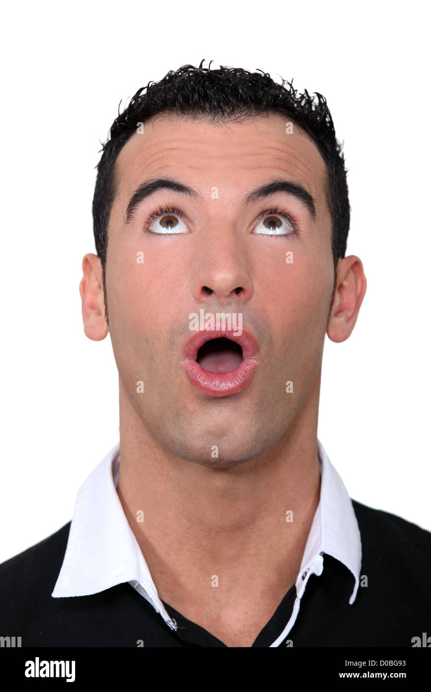 Man looking up Stock Photo - Alamy