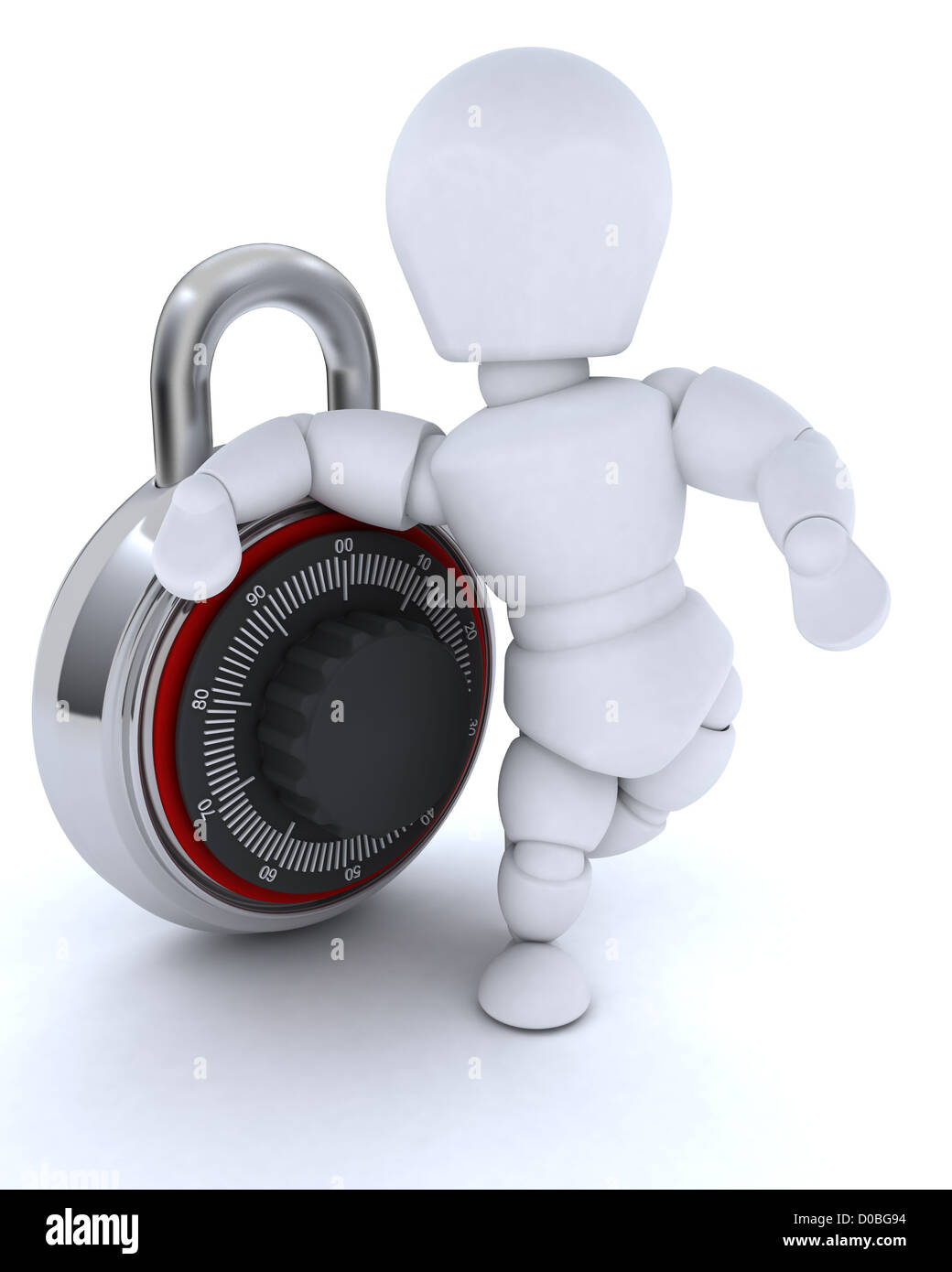 3D render of a man with combination padlock Stock Photo - Alamy