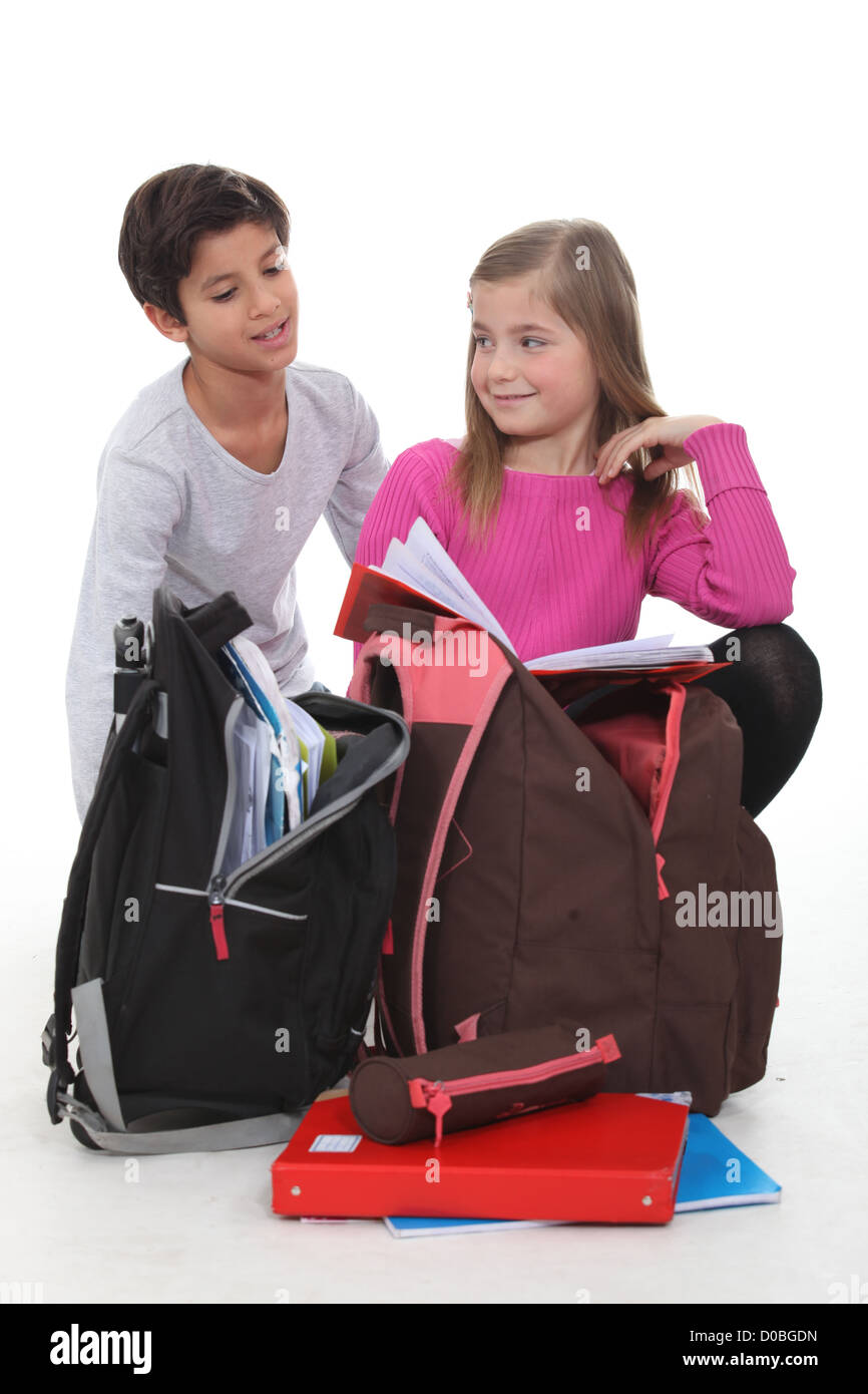 Children with schoolbags Stock Photo - Alamy