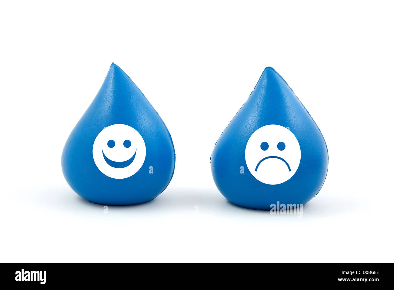 blue waterdrops smile and sad, isolated on white background Stock Photo ...