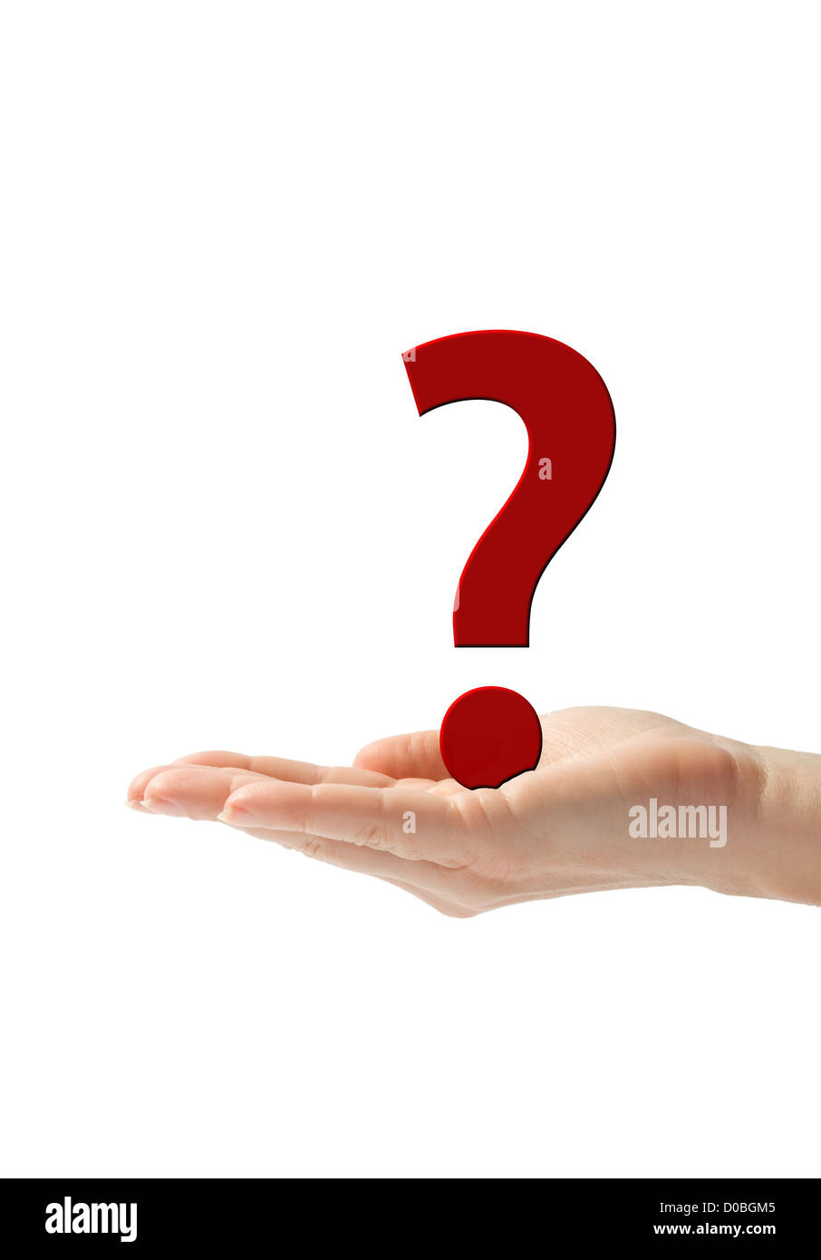 Hand with red question sign, isolated on white background Stock Photo ...