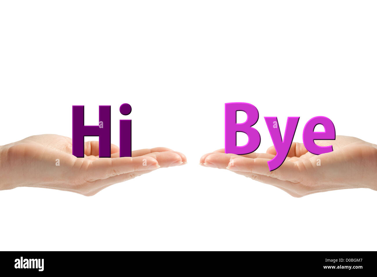 Hands with hi and bye words, isolated on white background Stock Photo ...