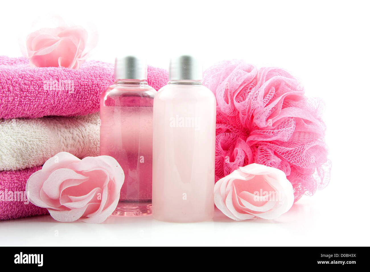 pink colored bath accessory, isolated on white background Stock Photo ...