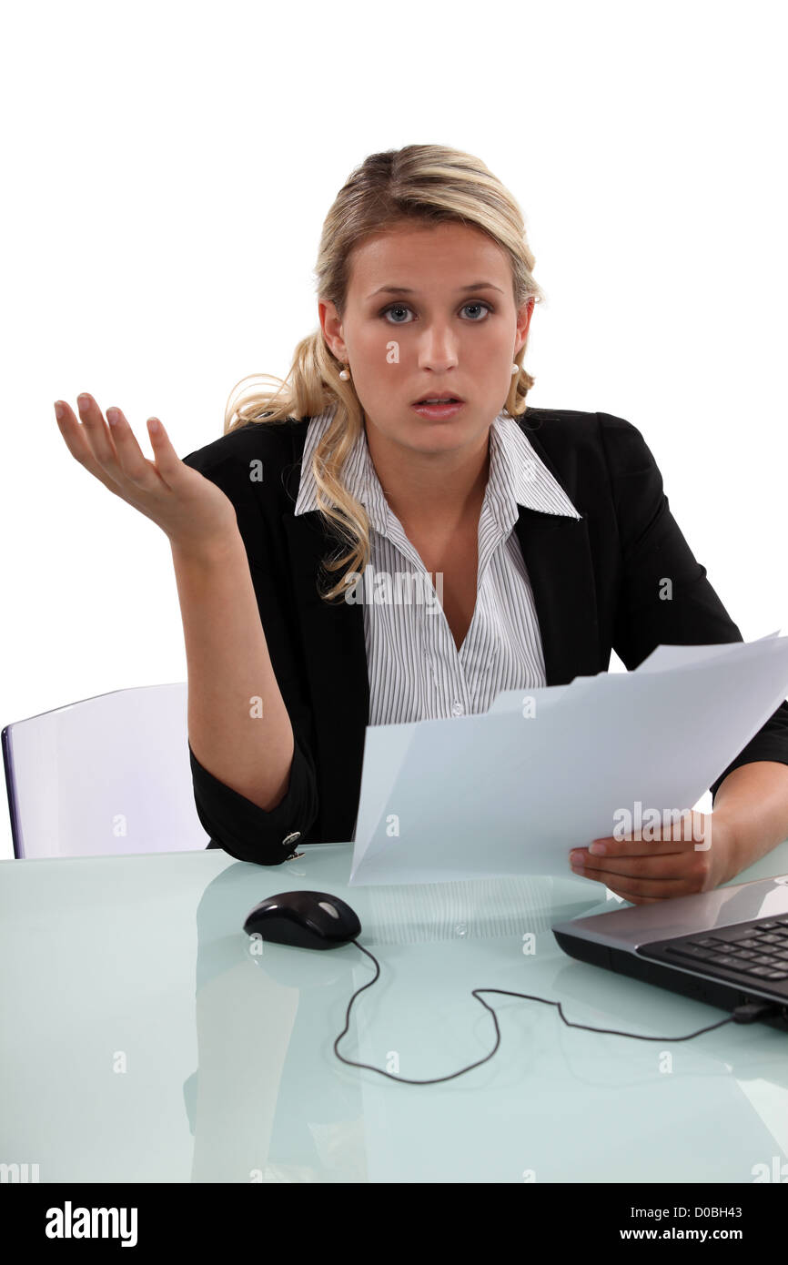 Secretary with questions Stock Photo - Alamy