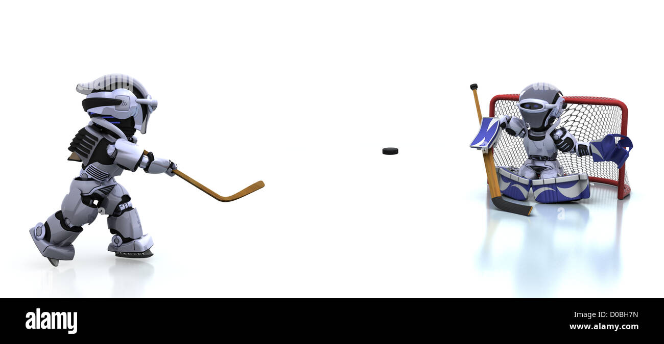 3D render of a Robot playing icehockey Stock Photo - Alamy