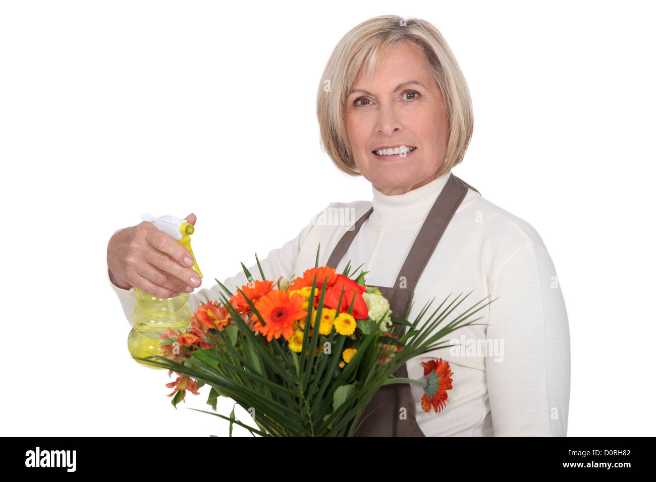 Happy female florist preparing hi-res stock photography and images - Alamy