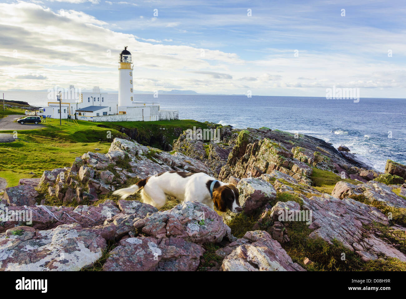 The lighthouse at Rubha Reidh near Gairloch in the Scottish Highlands ...
