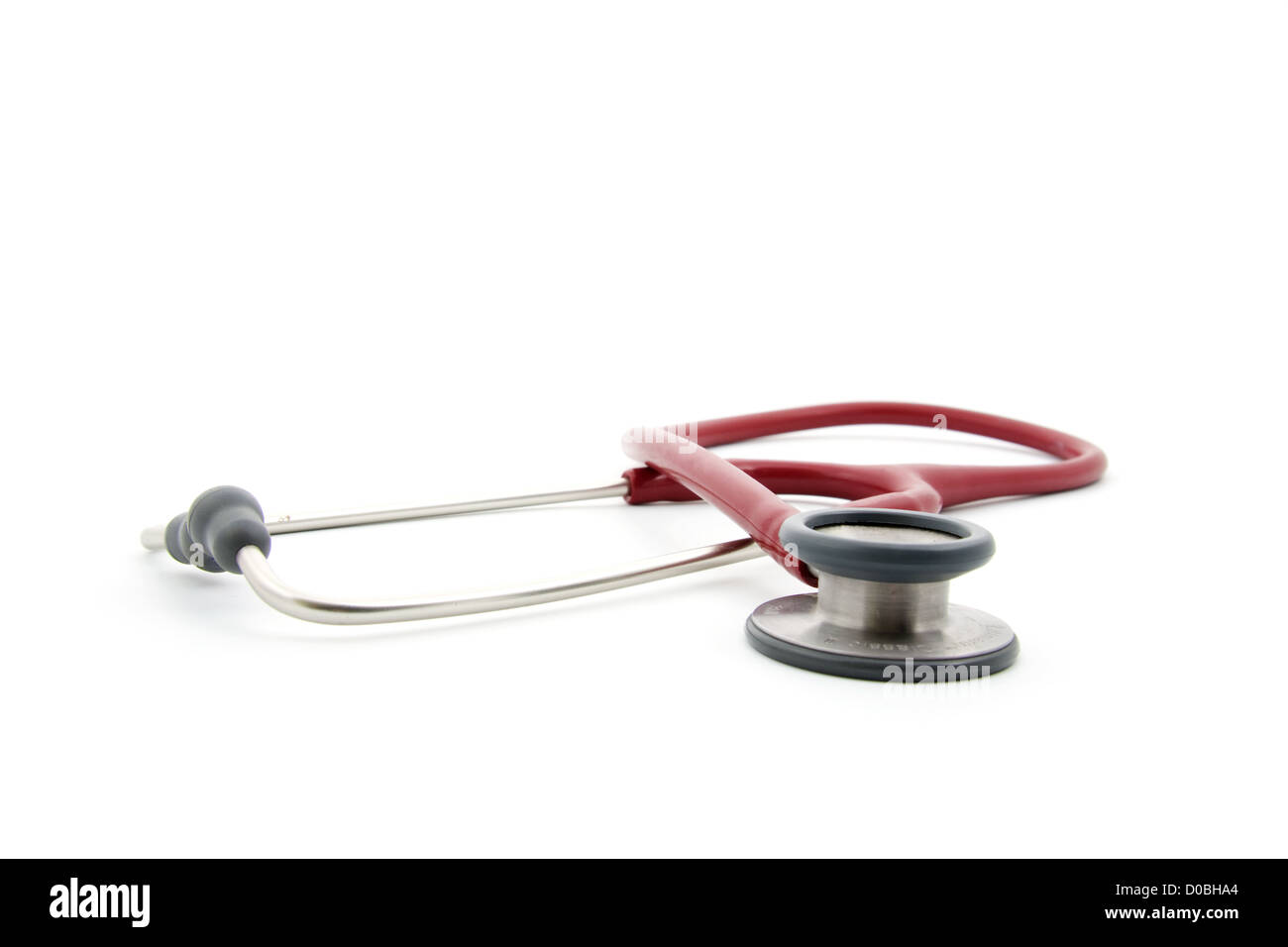 Red stethoscope isolated on white background Stock Photo - Alamy