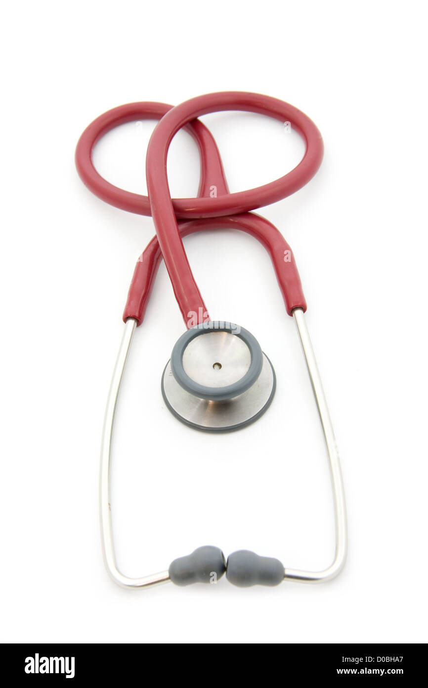 Red stethoscope isolated on white background Stock Photo - Alamy