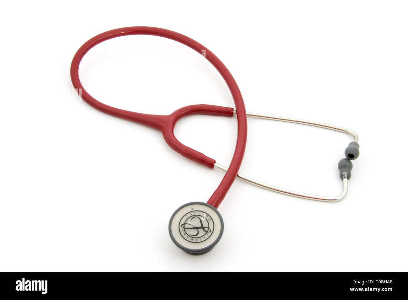 Red stethoscope isolated on white background Stock Photo - Alamy