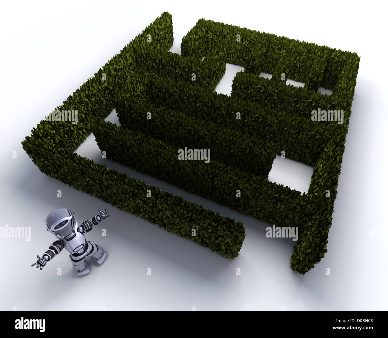 3D render of a robot at the entrance of a maze Stock Photo - Alamy