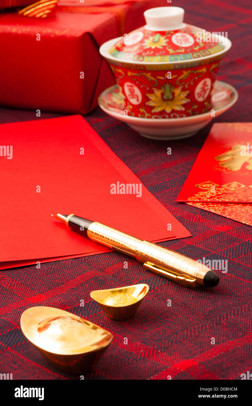 Chinese traditional items and greeting card for Chinese New Year Stock ...