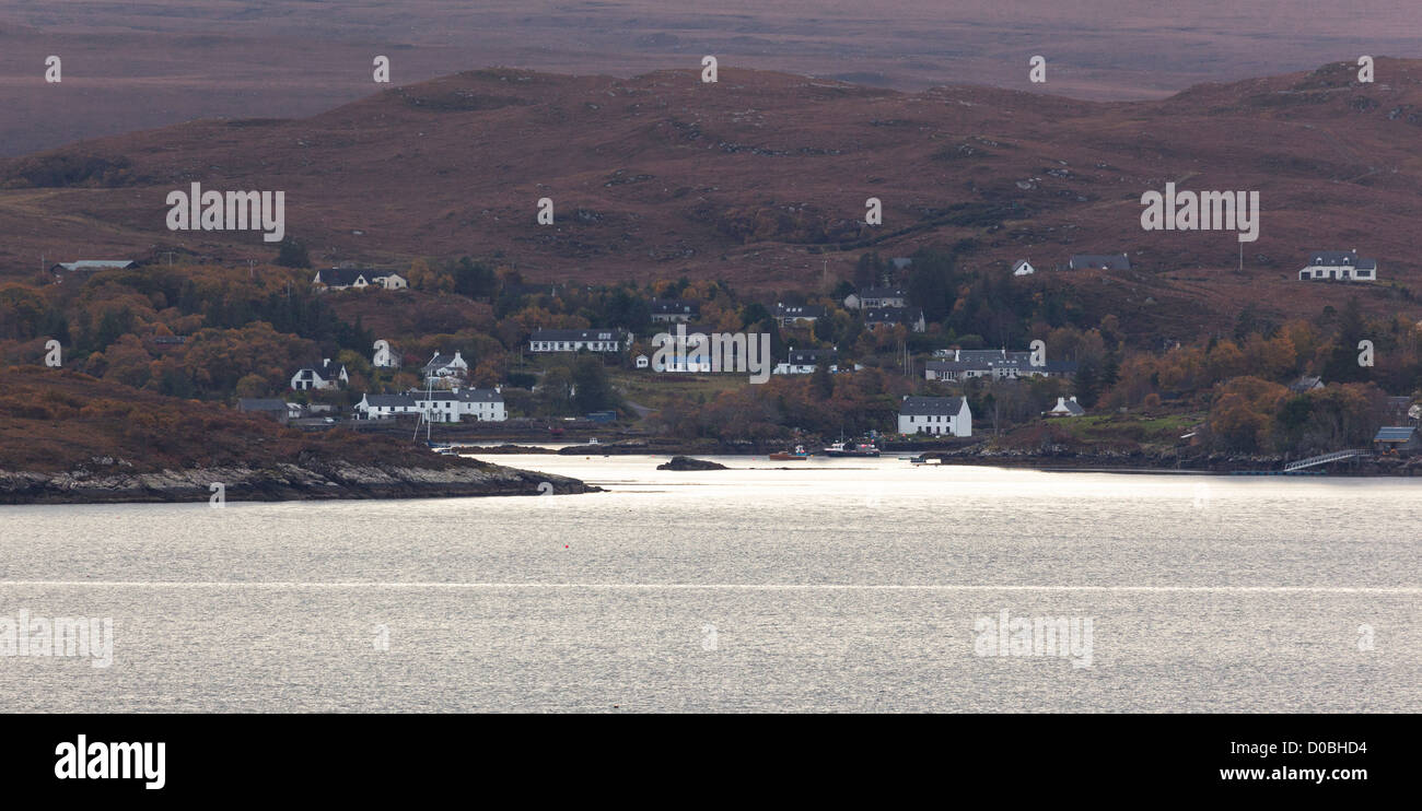 The small village of Badachro from Lonemore at Gairloch in the Scottish ...